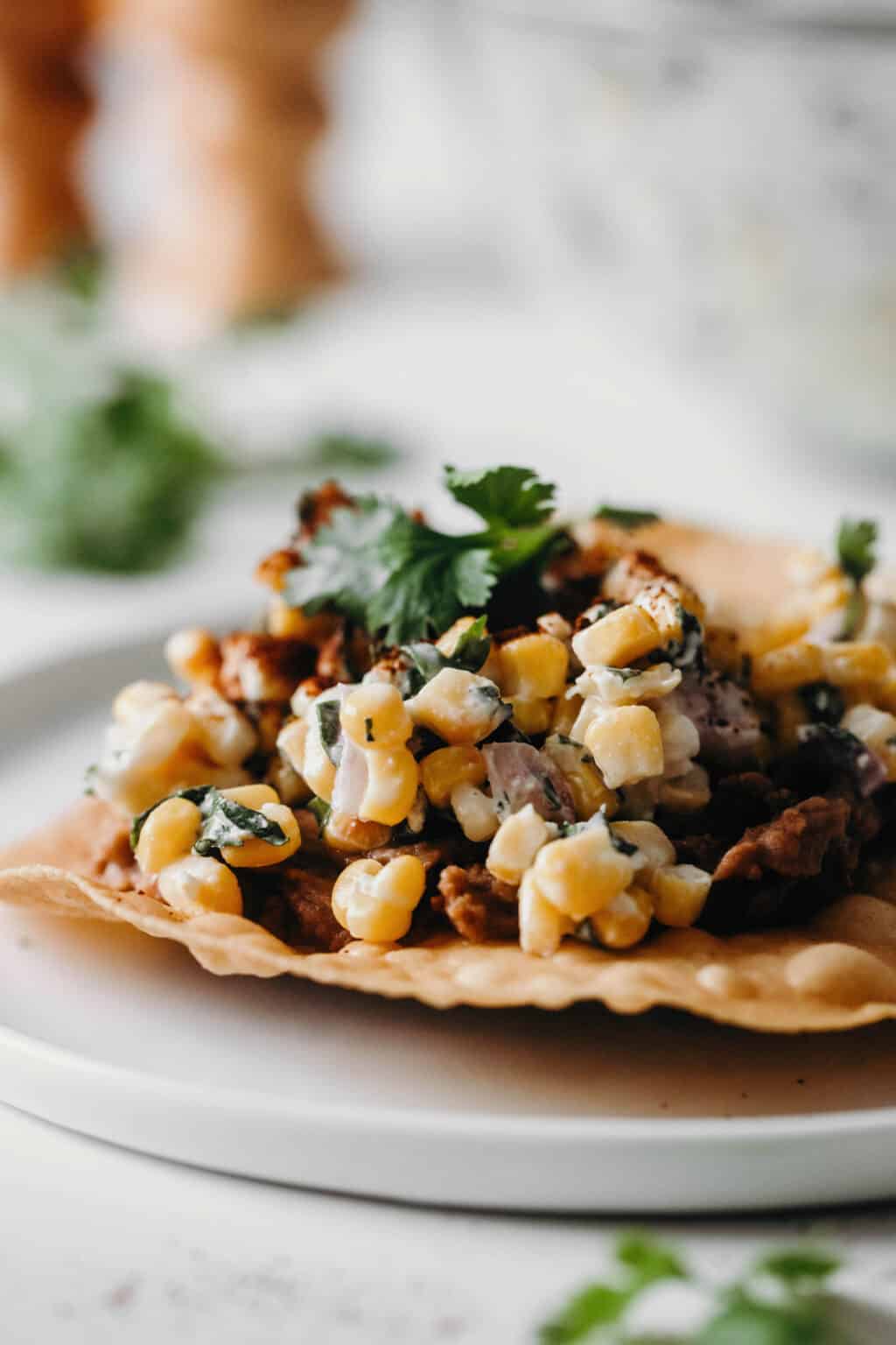 Mayo-Free Mexican Street Corn Tostadas - Kalejunkie