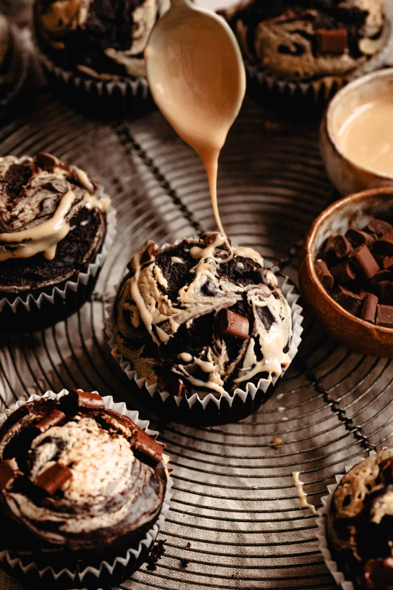 Chocolate Almond Butter Swirl Muffins - Kalejunkie
