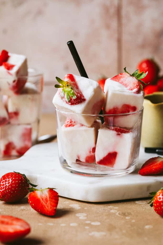 High Protein Strawberry Yogurt Cubes - Kalejunkie