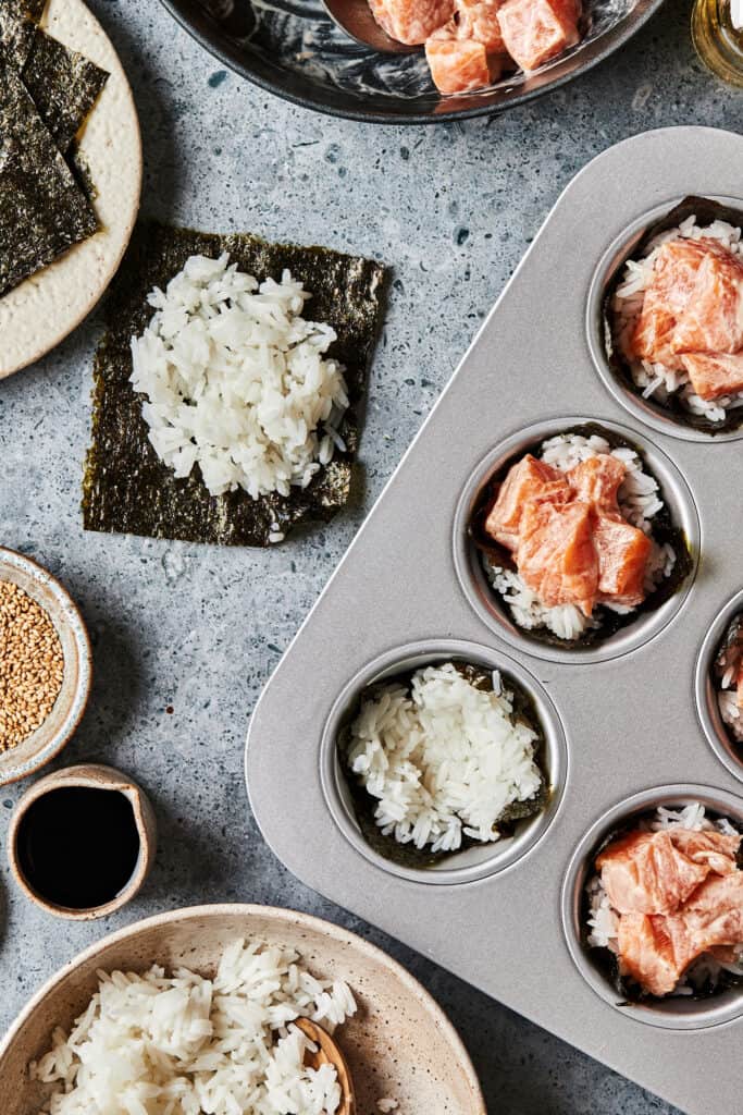 Viral TikTok Baked Salmon Sushi Cups - Kalejunkie