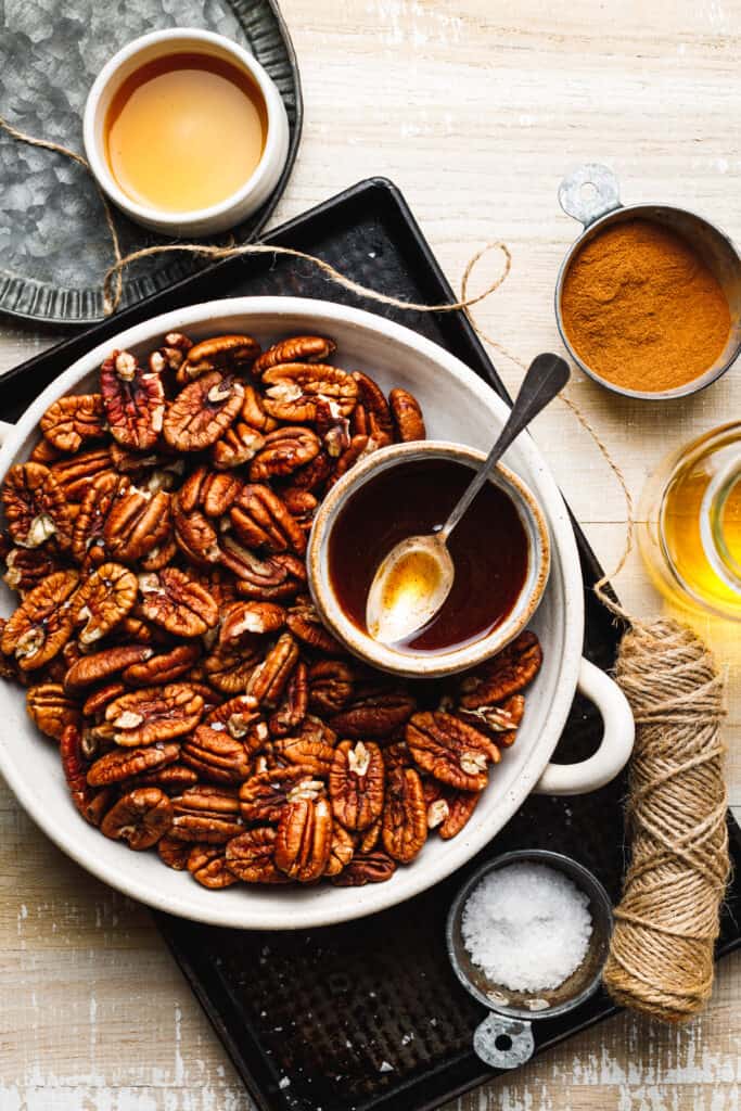 Bourbon Maple Candied Pecans - Kalejunkie
