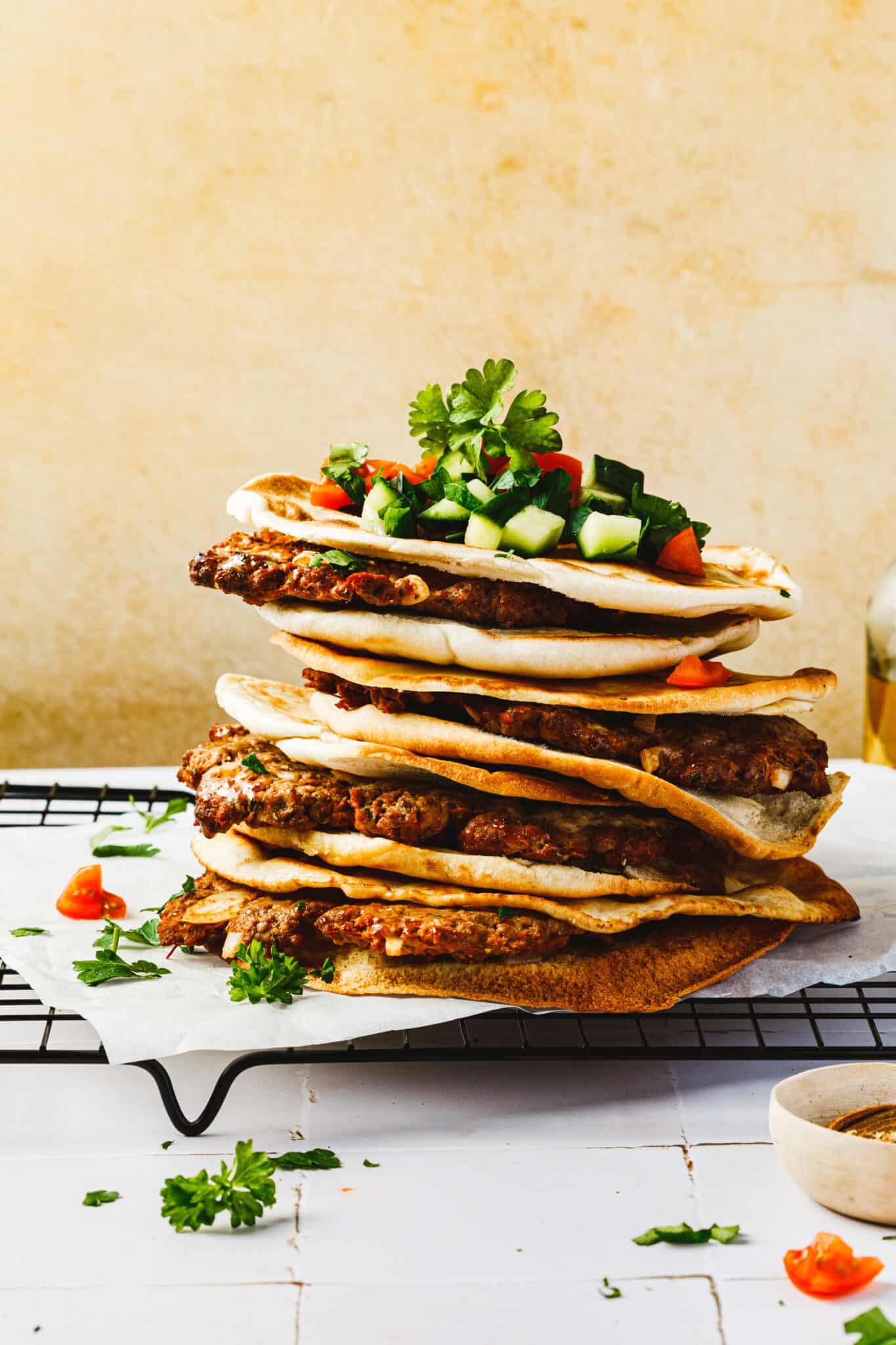 Meat Stuffed Pitas (Arayes) - Kalejunkie