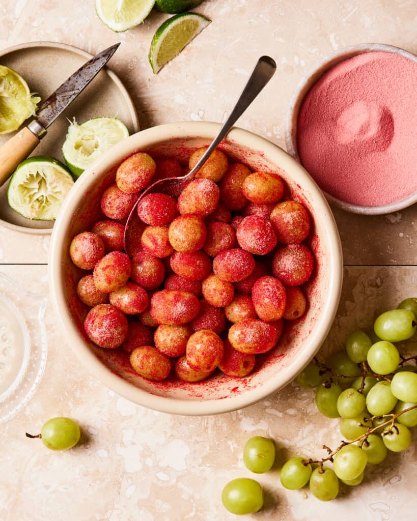 Sour Patch Strawberry Frozen Grapes - Kalejunkie