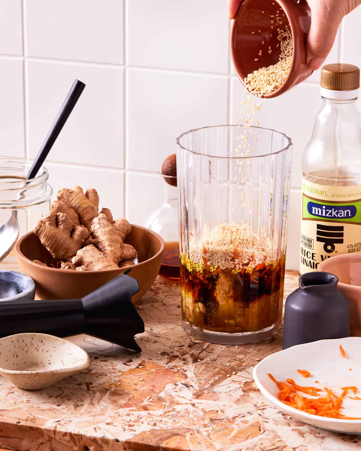 Easy 5-Minute Carrot Miso Ginger Dressing - Kalejunkie