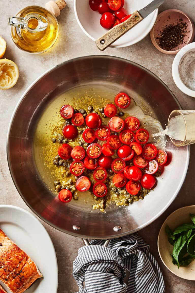 Quick & Easy Salmon with Tomato Lemon Sauce - Kalejunkie