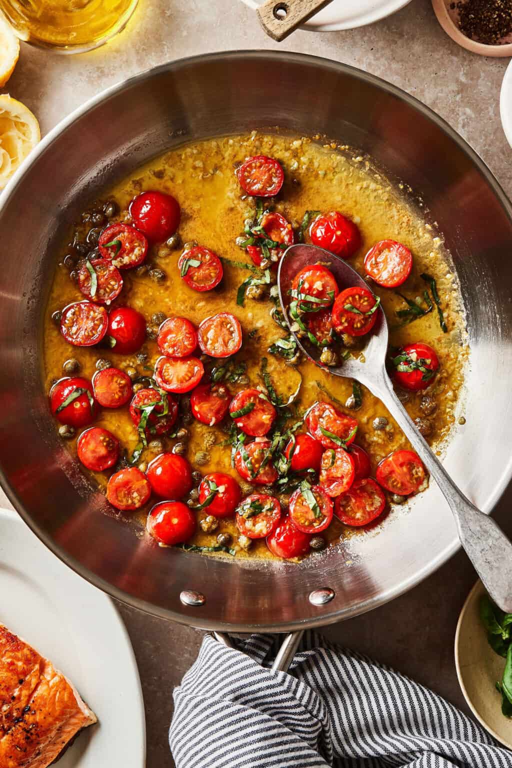 Quick & Easy Salmon with Tomato Lemon Sauce - Kalejunkie