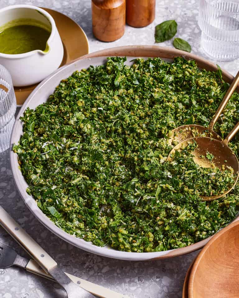 Easy Kale Salad with Parmesan and Lemon-Basil Dressing - Kalejunkie