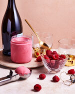 Raspberry Sorbet Champagne Floats - Kalejunkie