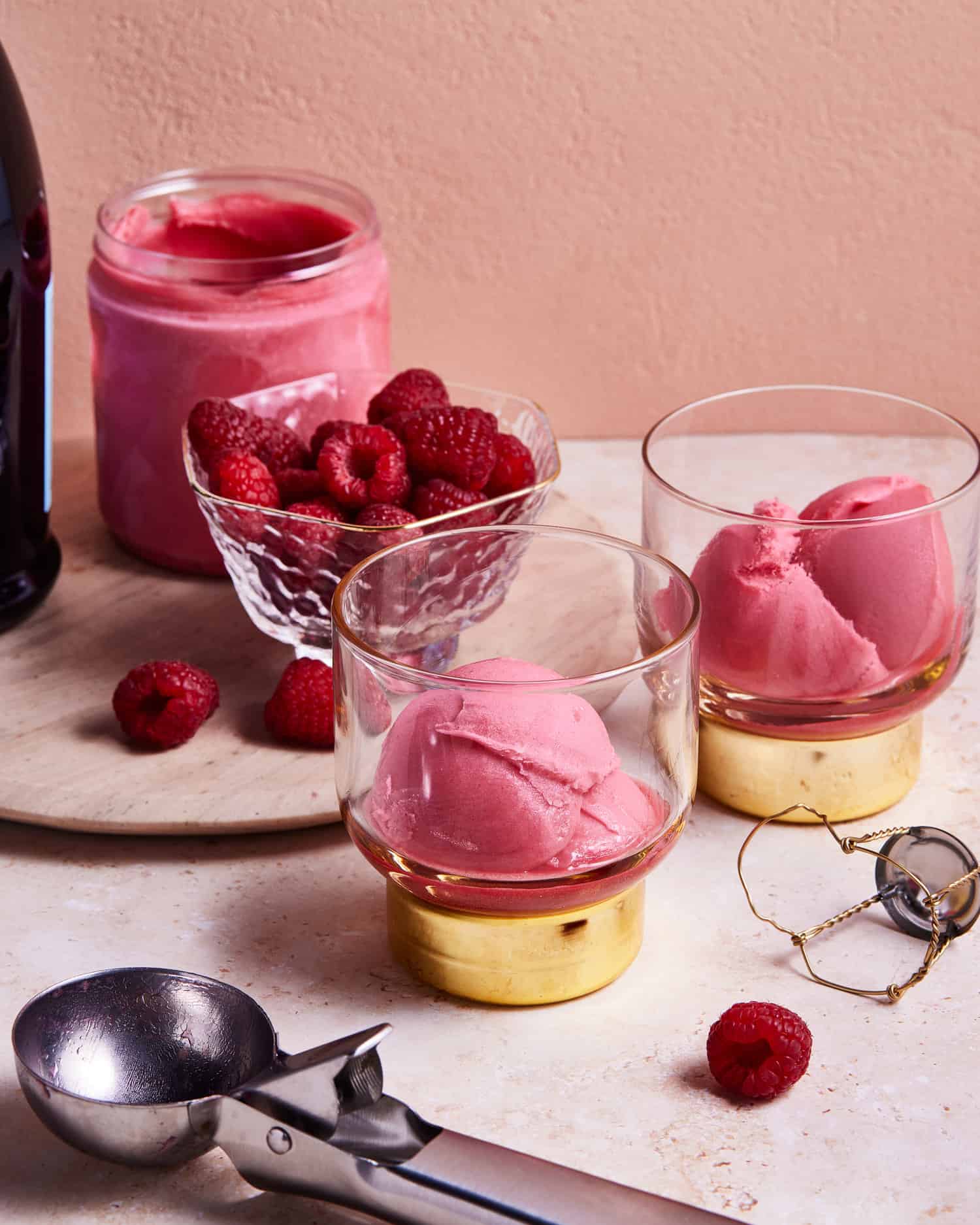 Raspberry Sorbet Champagne Floats - Kalejunkie