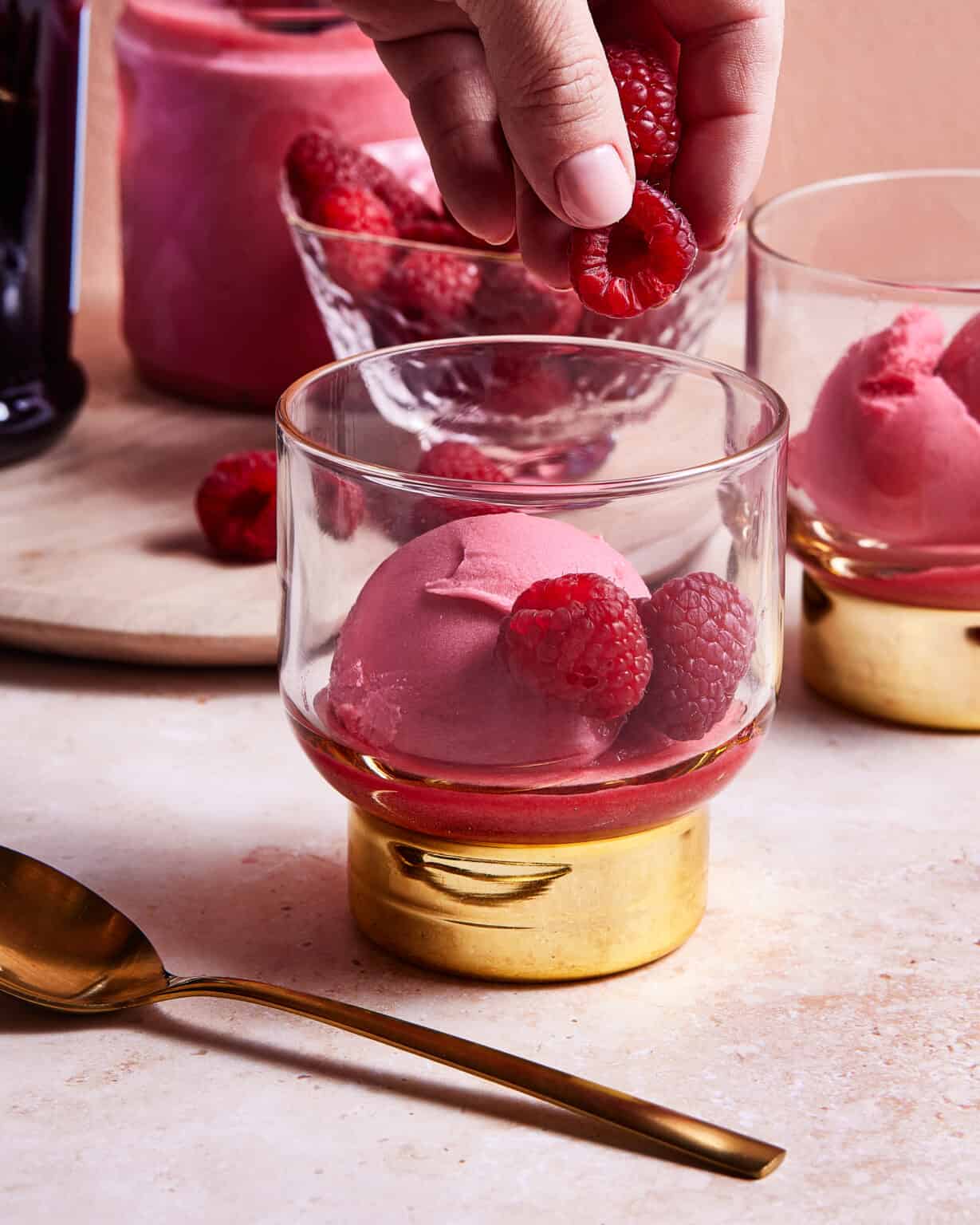 Raspberry Sorbet Champagne Floats - Kalejunkie