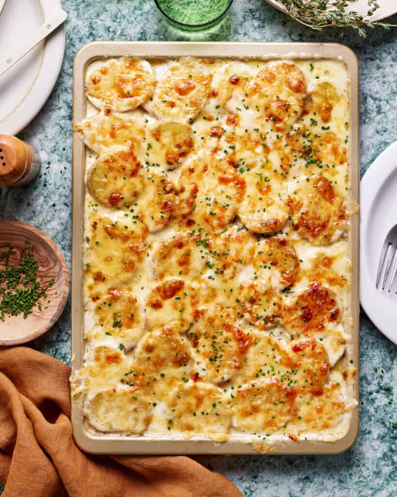 The Ultimate Sheet Pan Potatoes Au Gratin - Kalejunkie