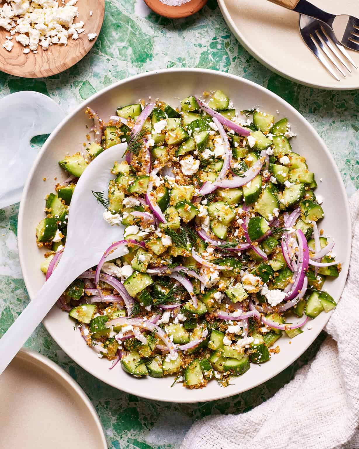 Cucumber Salad With Crunchy Quinoa and Lemon Vinaigrette - Kalejunkie