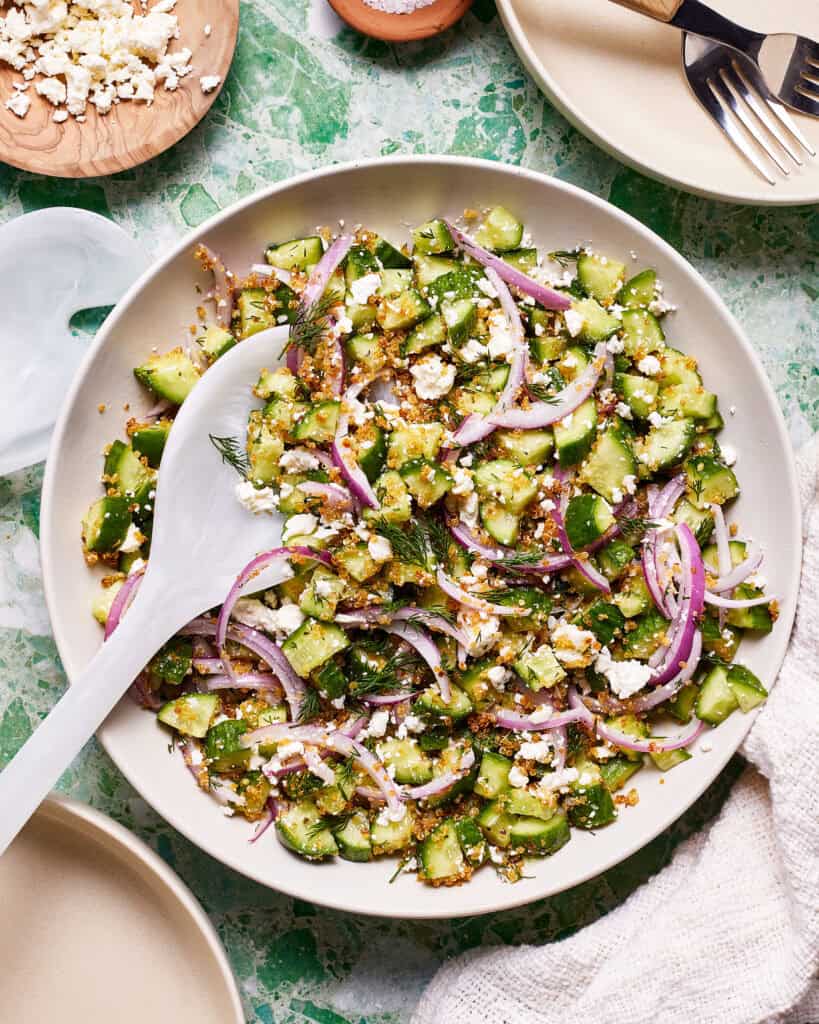 Cucumber Salad With Crunchy Quinoa and Lemon Vinaigrette - Kalejunkie