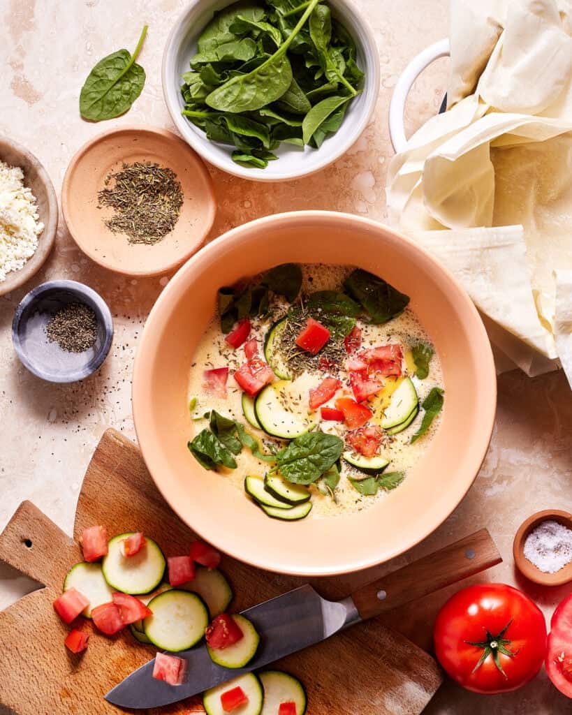 High Protein Mixed Veggie Phyllo Quiche - Kalejunkie