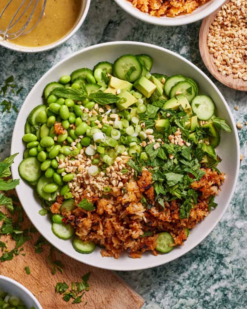 Crispy Rice Salad With Lemon Tahini Dressing - Kalejunkie