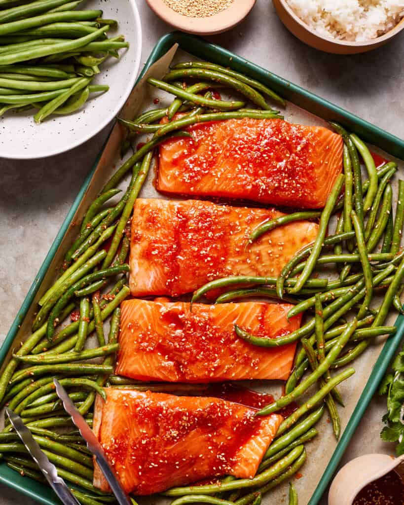 Sheet Pan Sesame Gochujang Salmon - Kalejunkie
