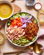 Crispy Rice Salmon Crunch Salad with Creamy Lemon-Cumin Dressing ...