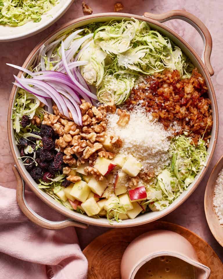Crispy Rice Shaved Brussels Sprouts Salad - Kalejunkie