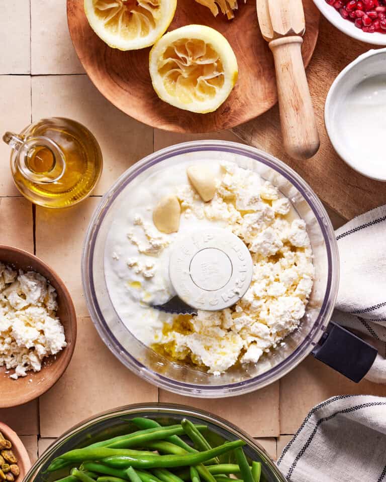 Brown Butter Green Beans with Toasted Pistachios and Lemony Whipped Feta - Kalejunkie
