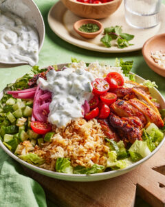 Scorched Rice Loaded Chicken Gyros Bowl - Kalejunkie