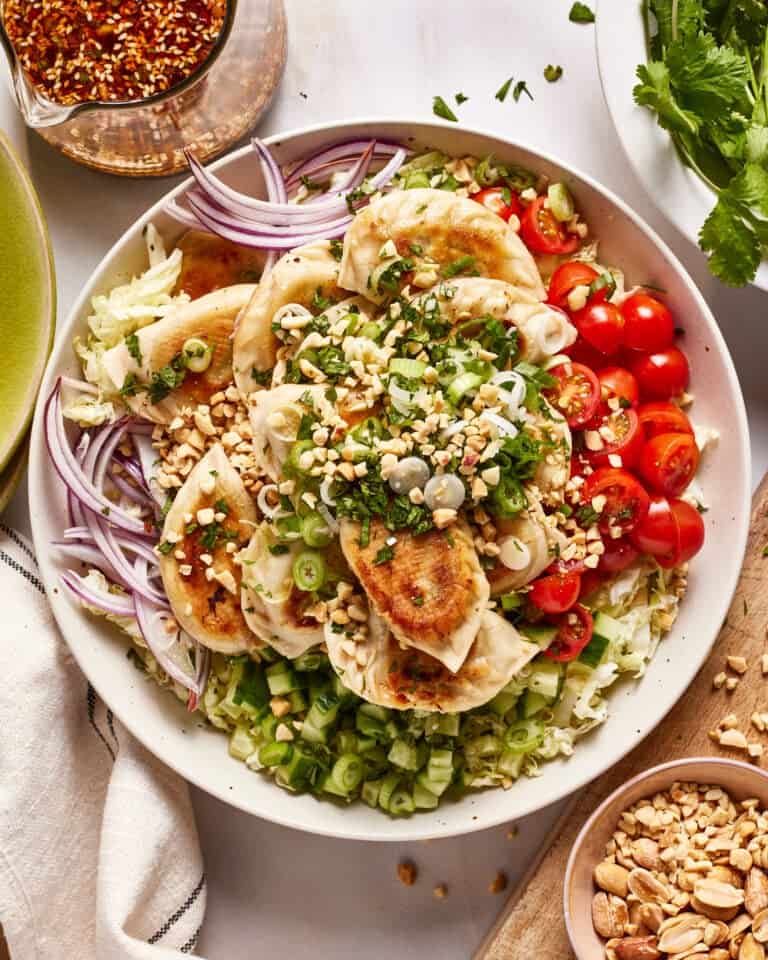 Viral Crispy Dumpling Salad - Kalejunkie