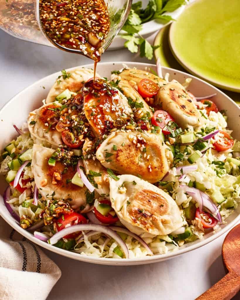 Viral Crispy Dumpling Salad - Kalejunkie