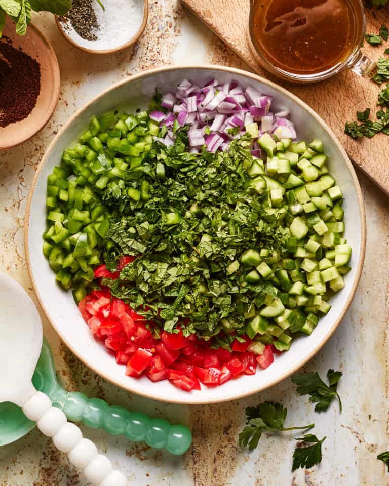 Easy Middle Eastern Shirazi Salad - Kalejunkie