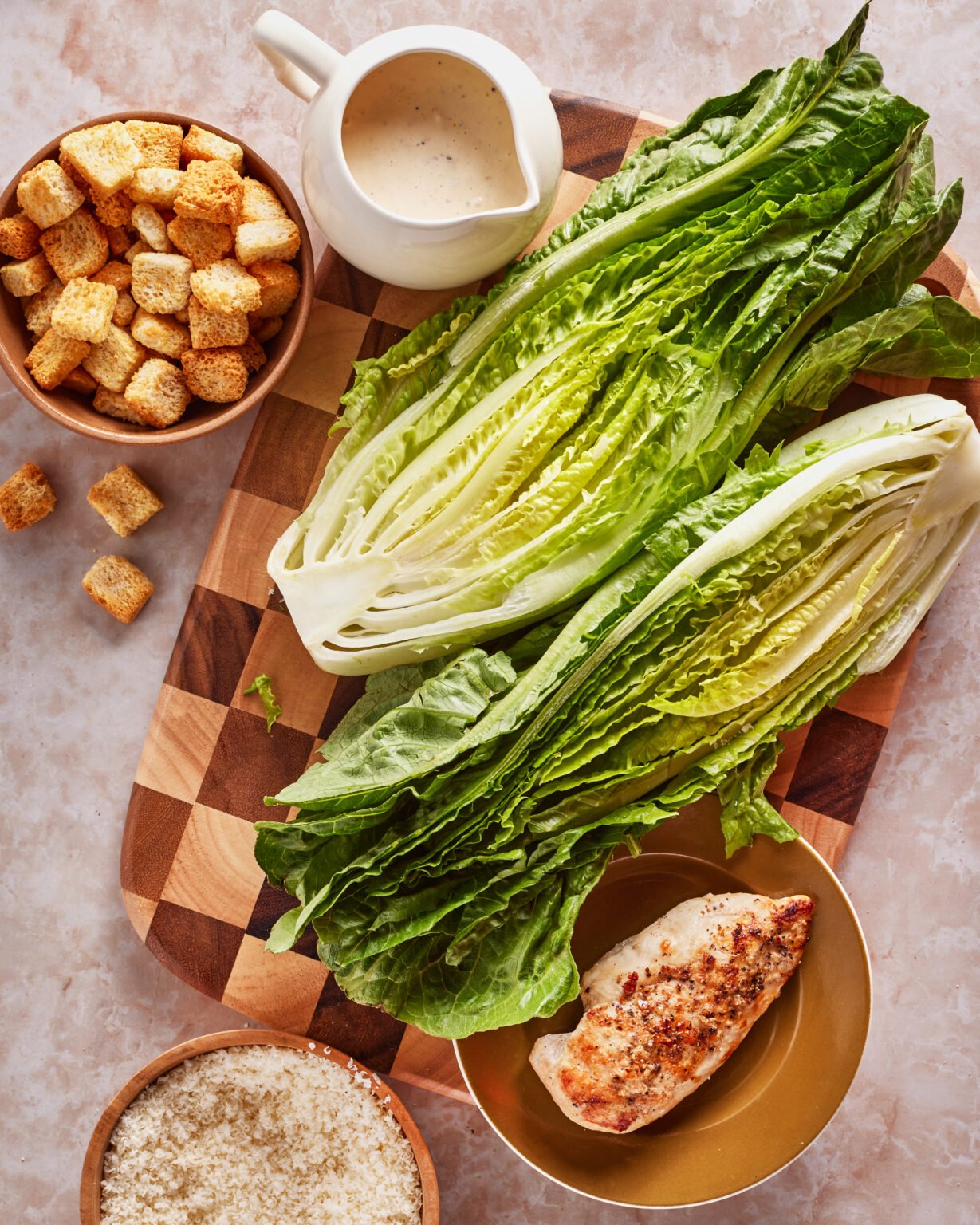 Micro Chop Caesar Salad with Giant Parmesan Crisp - Kalejunkie