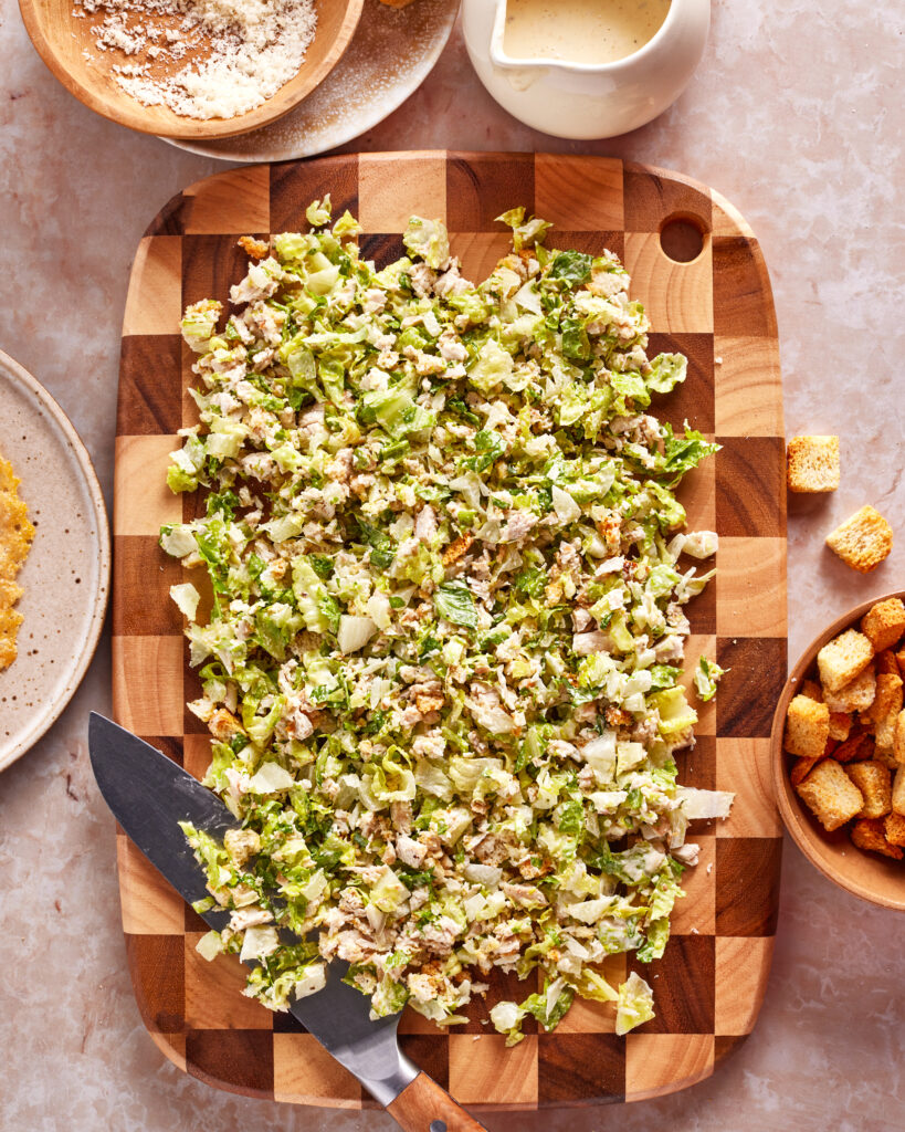 Micro Chop Caesar Salad with Giant Parmesan Crisp - Kalejunkie