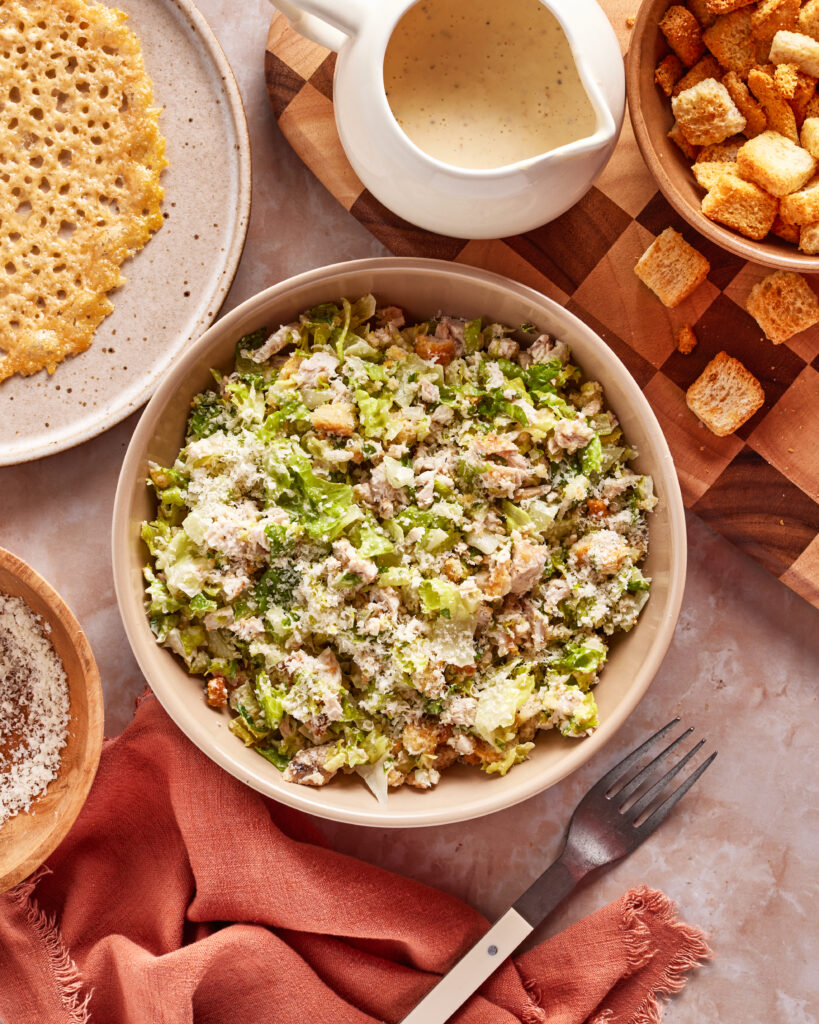 Micro Chop Caesar Salad with Giant Parmesan Crisp - Kalejunkie
