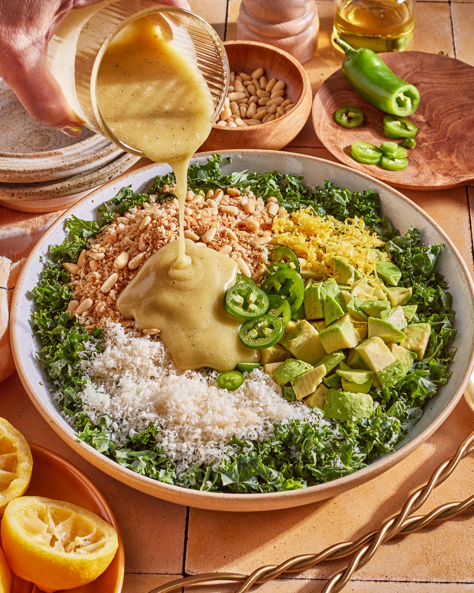 Micro Chop Kale Salad with Jalapeño Lime Dressing - Kalejunkie