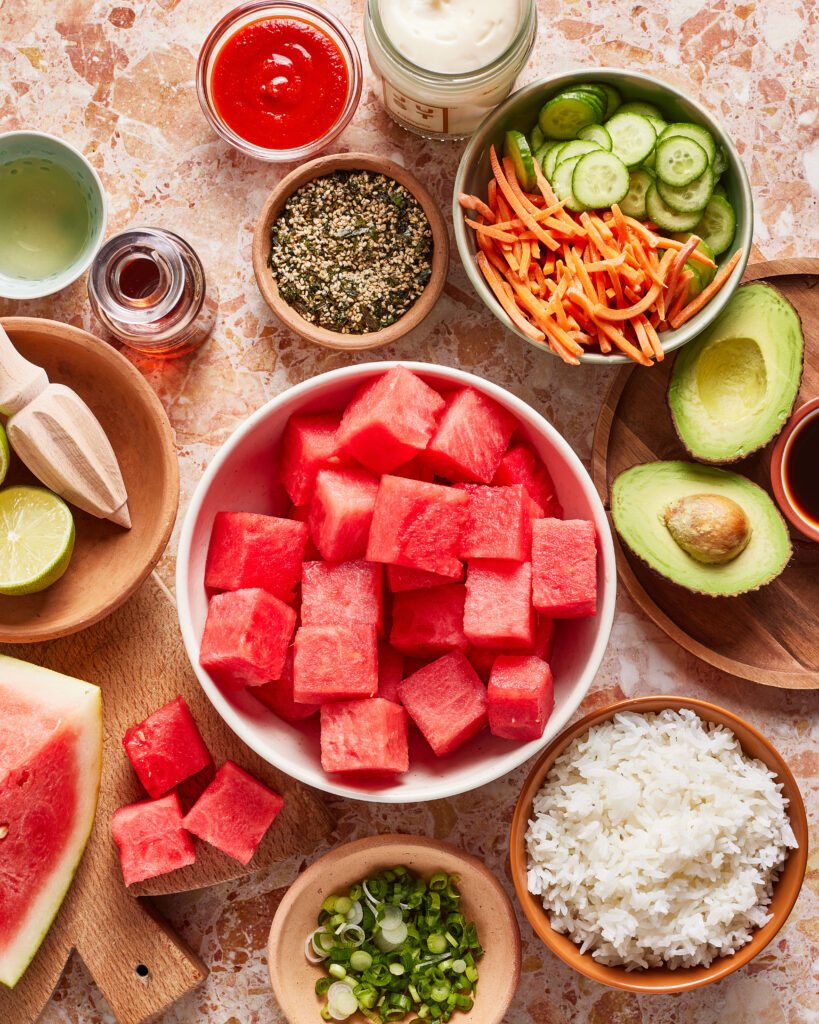 Crispy Rice Watermelon Poke - Kalejunkie
